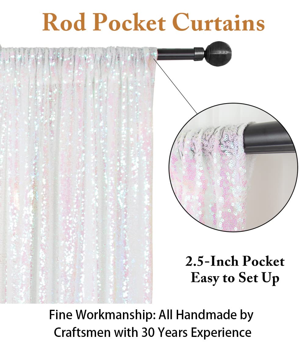ShinyBeauty Sequin Backdrop Curtain 5FTx7FT Iridescent White Sequin Photo Booth Backdrop Window Curtain DIY Wedding Backdrop Shimmer Backdrop Baby Shower Backdrop Grad Party Birthday Backdrop
