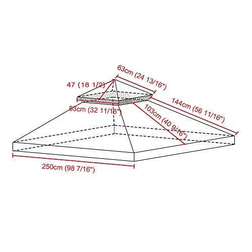 Yescom 8'x8' UV30+ Gazebo Canopy Replacement Top Cover Grey for Dual Tier Outdoor Patio Garden Tent Y0088T09