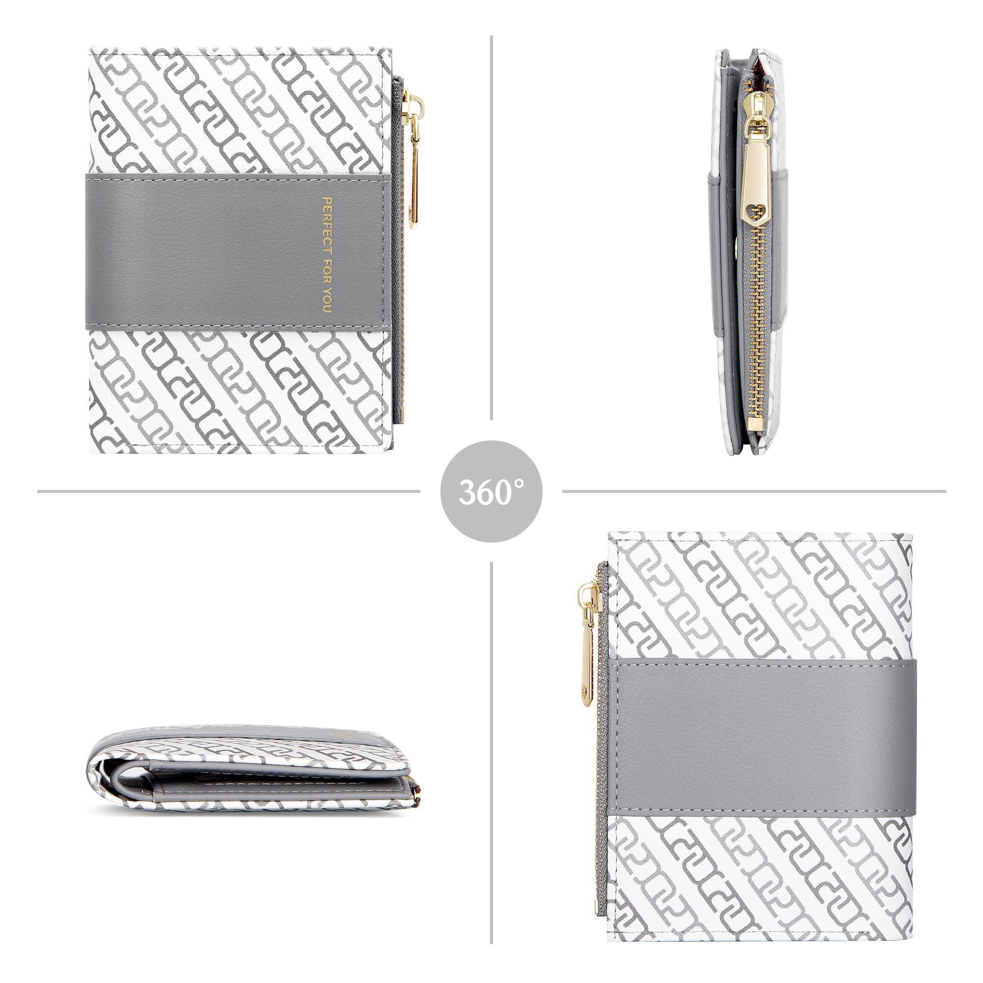 VOCUS Small Wallet for Women Bifold Leather Coin Purse Card Holder Wallet with Zipper Coin Pocket ID Window