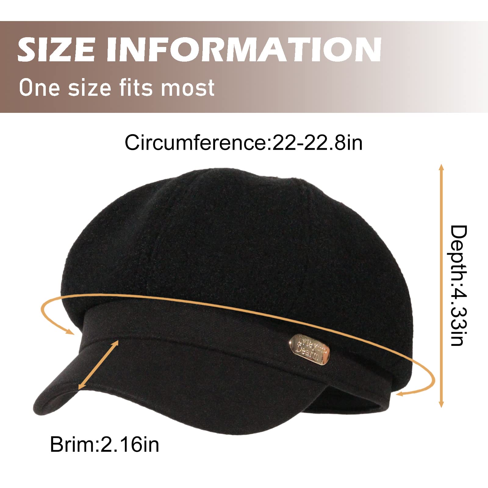Women Wool Newsboy Hats Cabbie Hat Beret Paperboy Tweed Baker Boy Cap