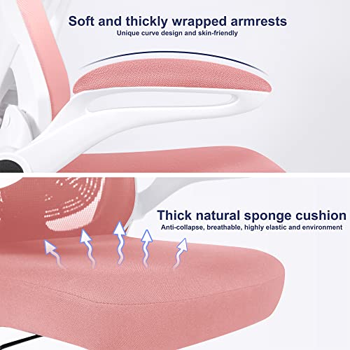 Misolant Ergonomic Office Chair, Pink, Adjustable Lumbar Support, Breathable Mesh Back, Comfortable Seat Cushion, Multiple Adjustments, Sturdy Metal Frame, 250lb Load Capacity
