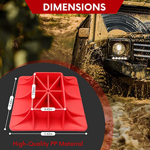 YIYITOOLS Jack Base and Handle Keeper Compatible, 2 Piece, Off Road Base, Red & Black,Alleviate Jack Hoisting Sinkage,Accessories Handle Bar Protector (YN-1-001)