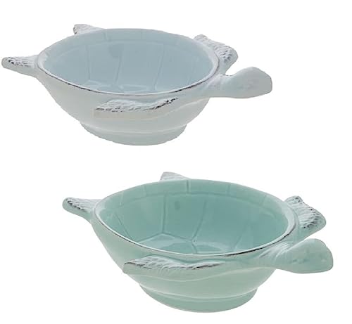 Pam's Glam Sea Turtle Decorative Bowl for Dips, Pickles, Garnishes, and More Seaturtle Beach Theme Table Cute Coastal Christmas Table Decor (Blue and Sea Foam Green)
