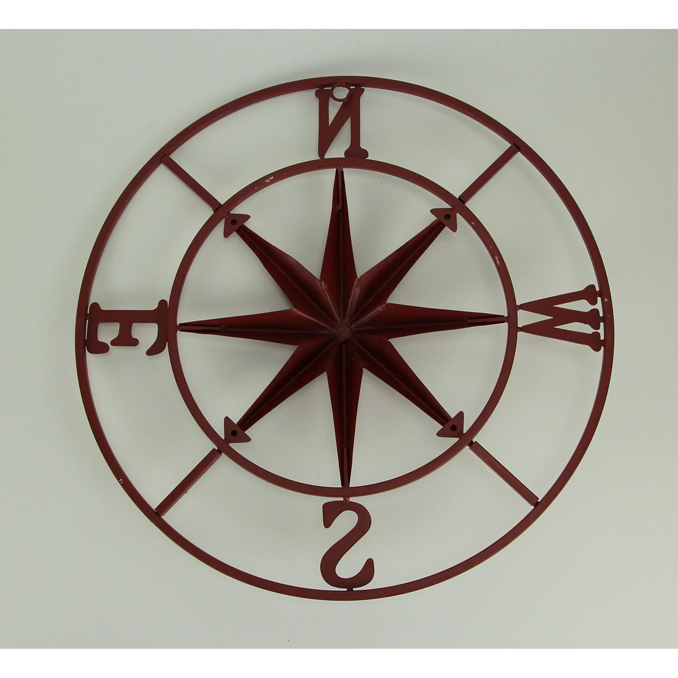 PD Home & Garden Distressed Metal Nautical Compass Rose Indoor/Outdoor Decor Wall Hanging - Black