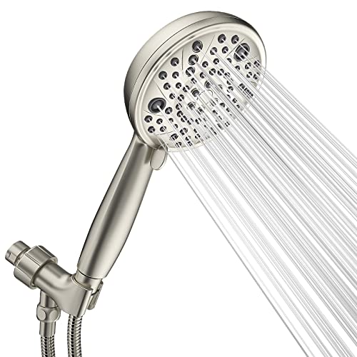 Vantency Brushed Nickel 8 Function Handheld Shower Head with 71 Inches Shower Hose, Modern Style, Easy Installation