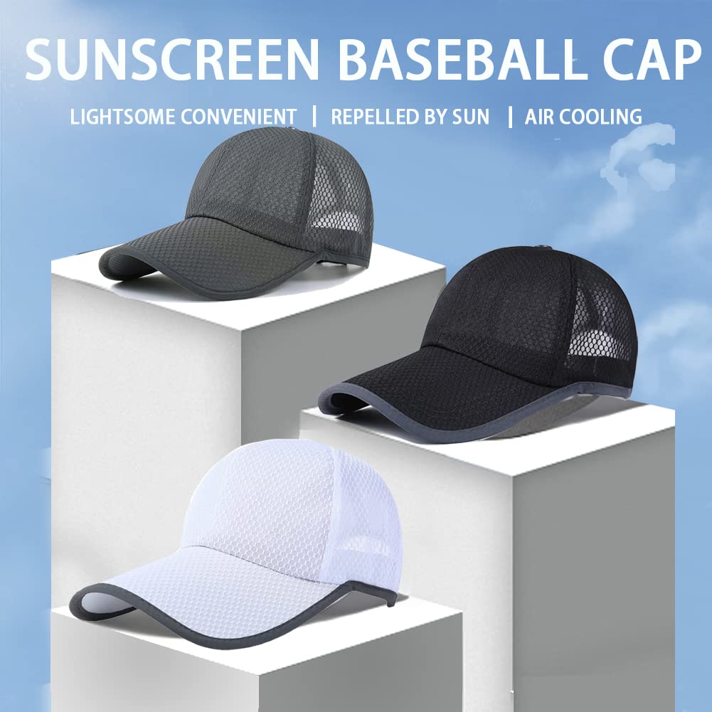 Sun Hat for Men Women Baseball Cap Dad Hat Adjustable Outdoor Sport Cap Breathable Quick Drying (Black + Light Green)
