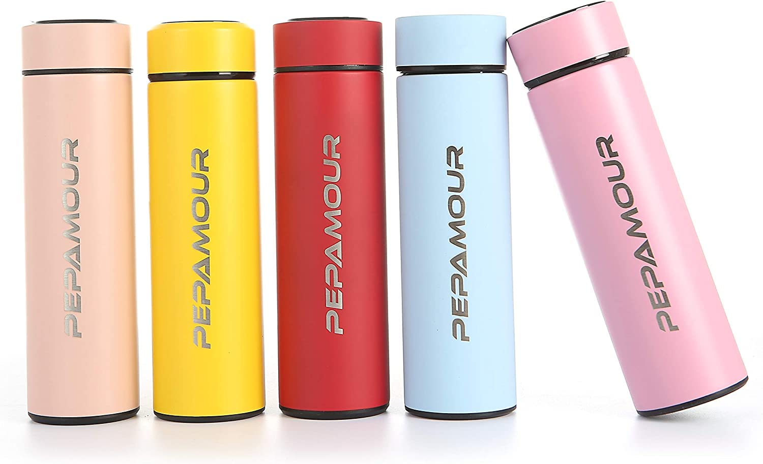 Stainless Steel Thermos, Water Bottle with Smart Temperature Display, Double Wall Insulated Coffee Thermos, BPA-Free, No Smell and Perspiration (Black)