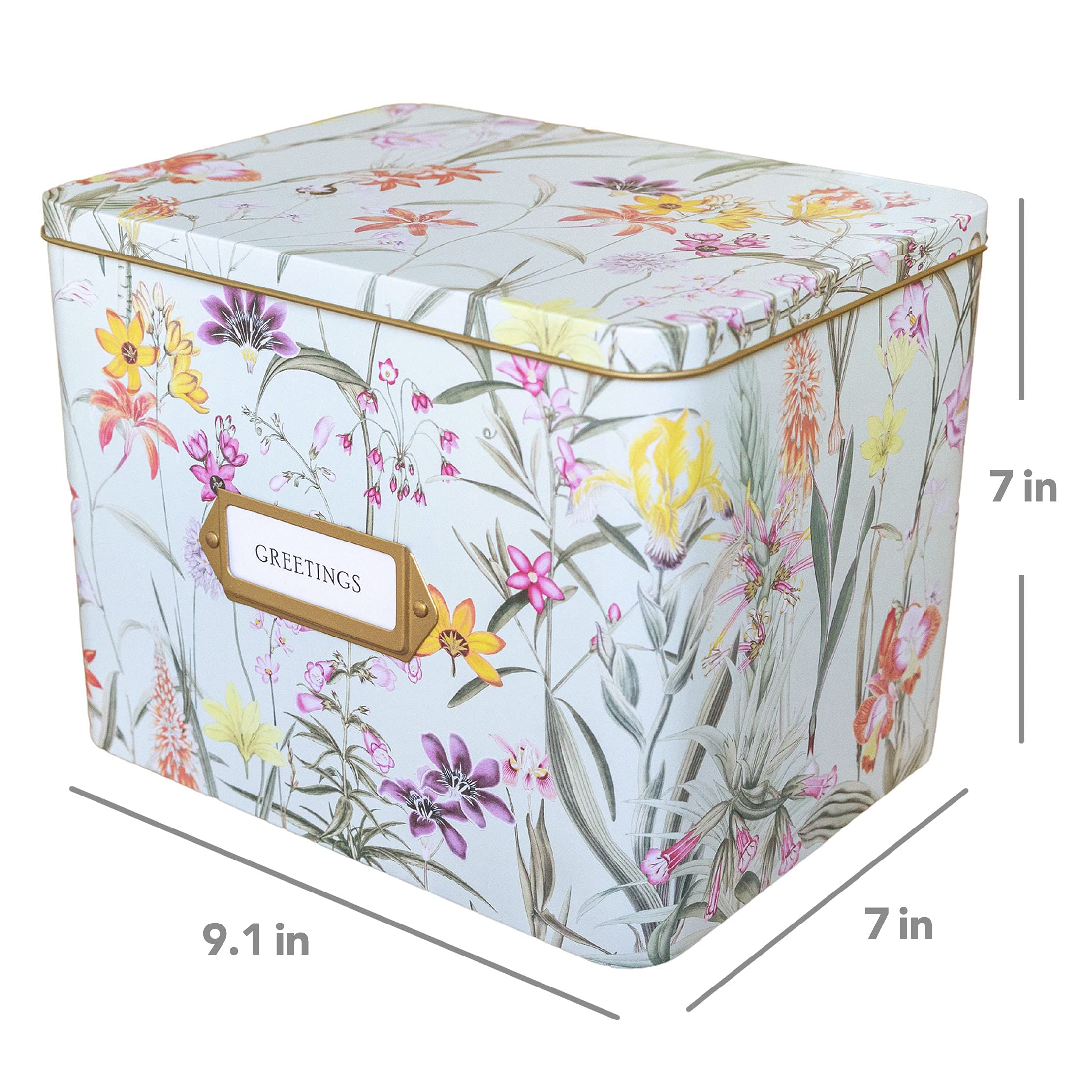 Vinca Blue Greeting Card Organizer and Storage Box with Dividers, Cards, and Envelopes | Greeting Card Keeper, Notecard Box, Birthday Card Organizer (Floral)