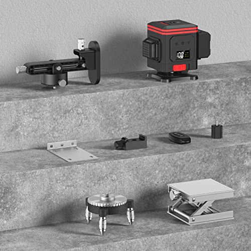 seesii 12 lines Laser Level Self Leveling 3x360° 3D 150FT Green Cross Line Laser Level with pulse mode for Construction/DIY Picture Hanging Remote Controller Rechargeable battery Magnetic Stand
