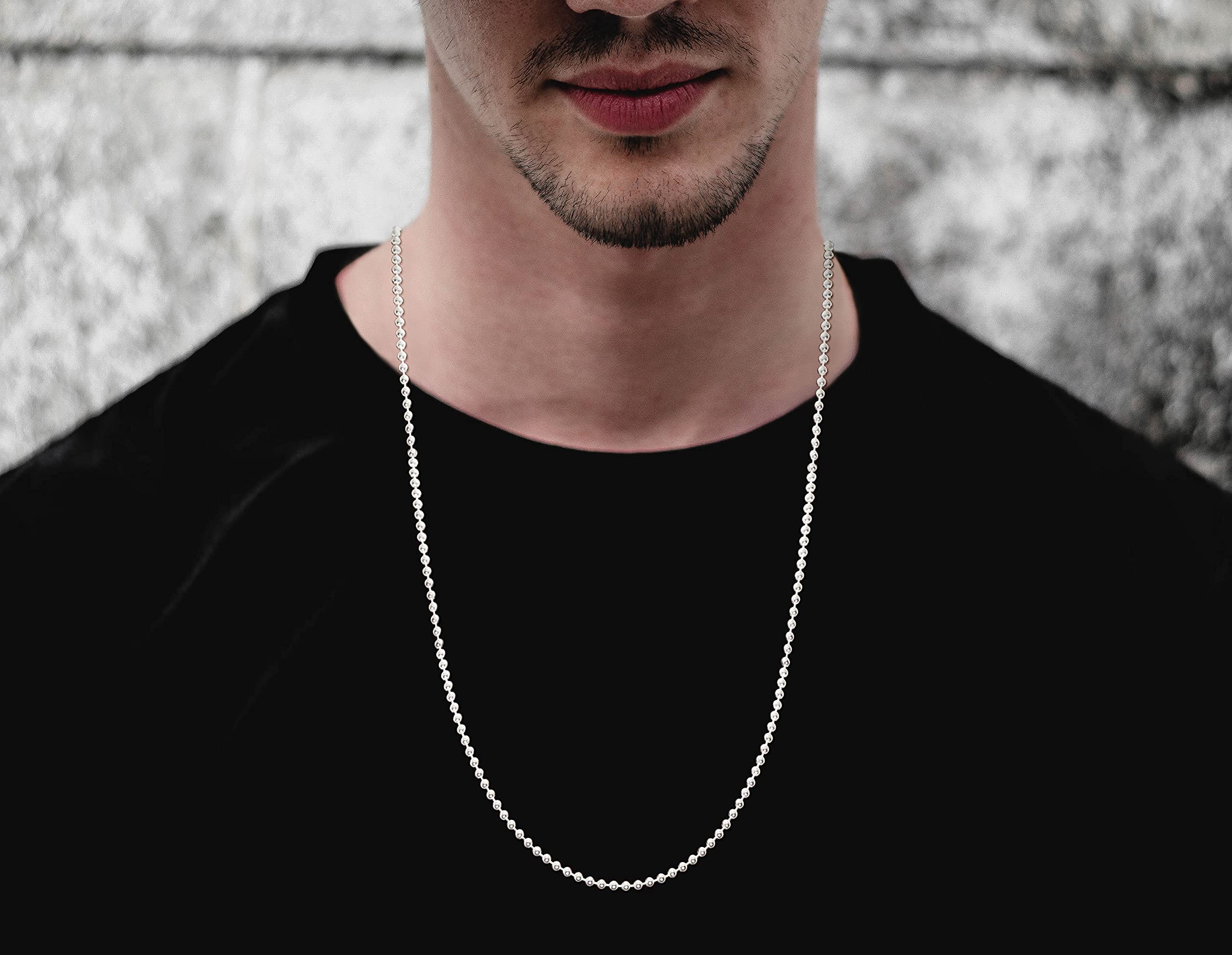Savlano 925 Sterling Silver Italian 2.3mm Solid Bead Ball Dog Tag Chain Necklace Comes With Gift Box for Women & Men - Made in Italy (24, 2.3mm)
