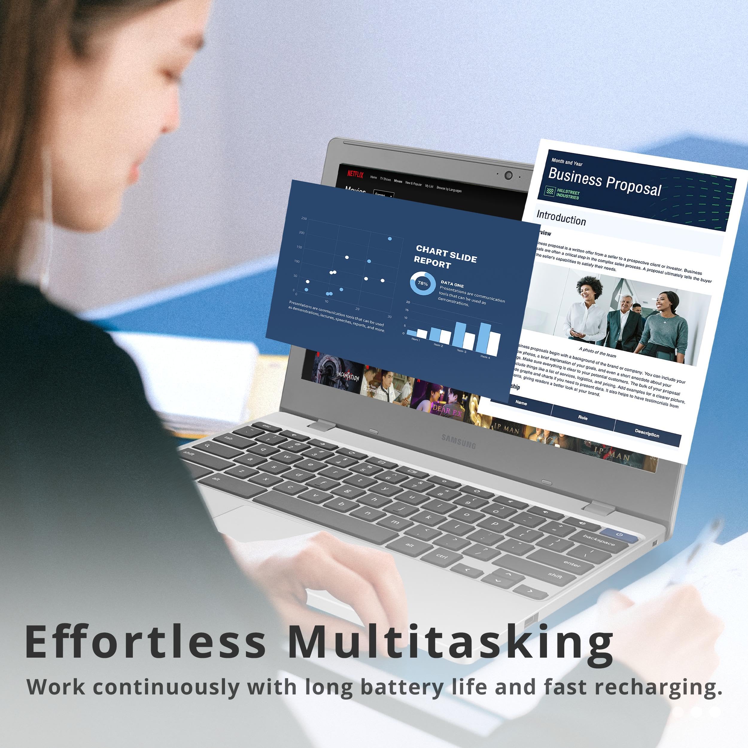 Samsung 2020 Chromebook 4 Laptop Computer 11.6" HD Display, Intel Celeron N4000 Processor, 4GB RAM, 16GB eMMC, HD Webcam, Intel HD Graphics, Chrome OS, Platinum Titan, 32GB Snow Bell USB Card