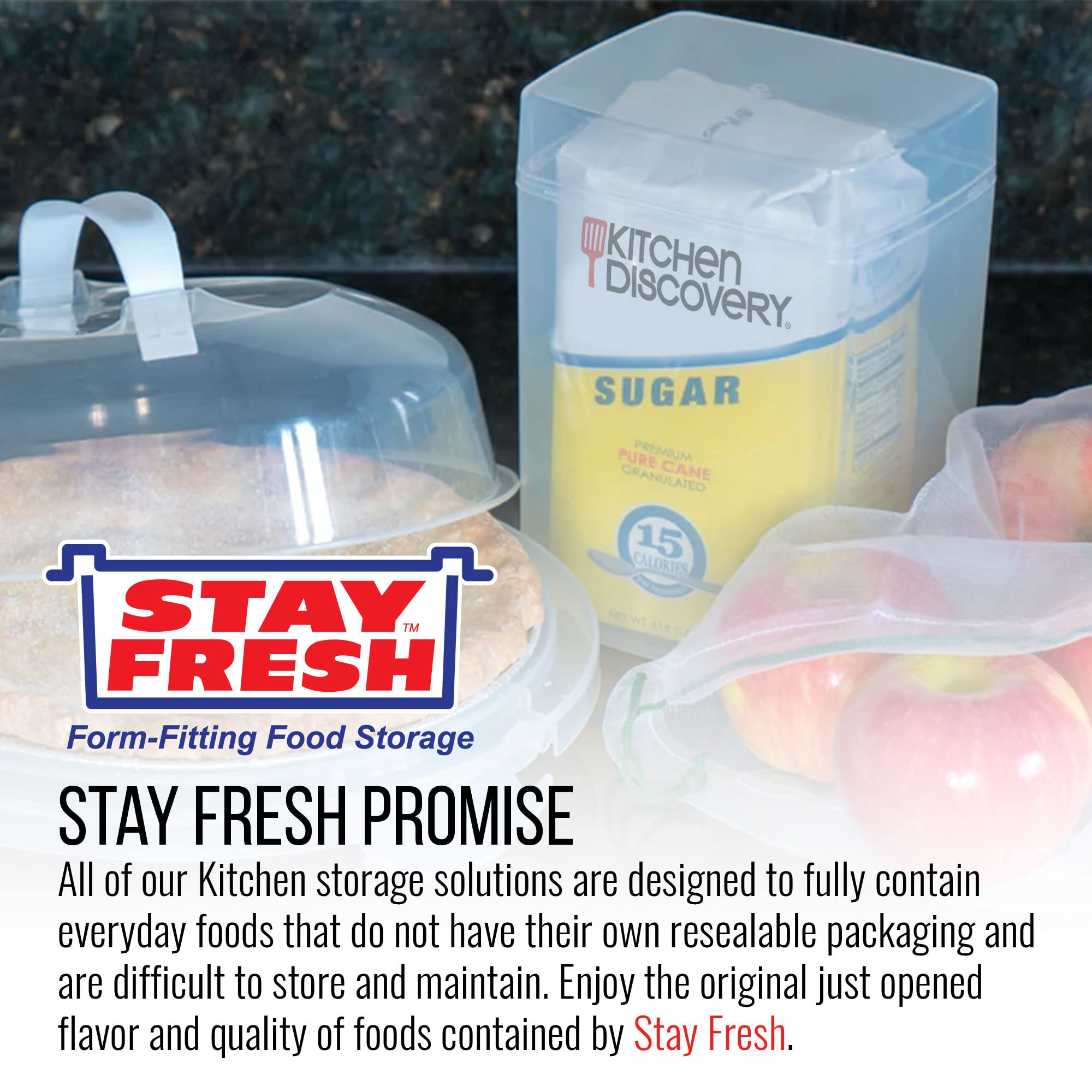 Stay Fresh Flour and Sugar Containers β Kitchen Discovery β 2 Piece Set of Snap Close Kitchen Containers for Flour and Sugar Storage β Keeps Contents Fresh, Pourable and Spillproof