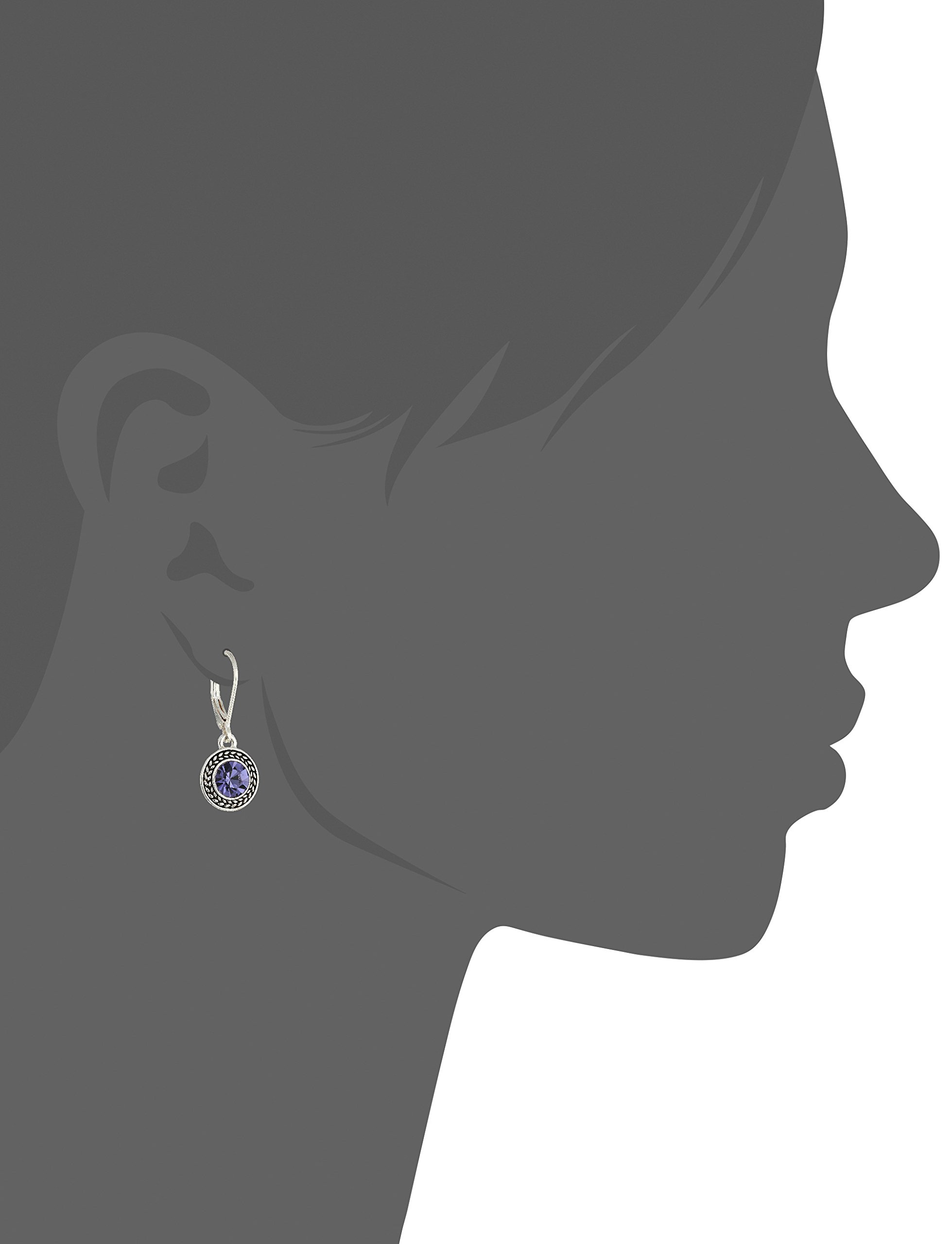 Napier "Classics" Silver-Tone and Tanzanite Crystal Drop Earrings