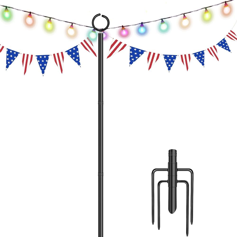 SEEYANG String Light Poles – 1 Pack 10 Ft Poles for Outdoor String Lights, Patio Light Poles for Outside, Light Poles for Outside String Lights Suit for Yard Patio Wedding Party
