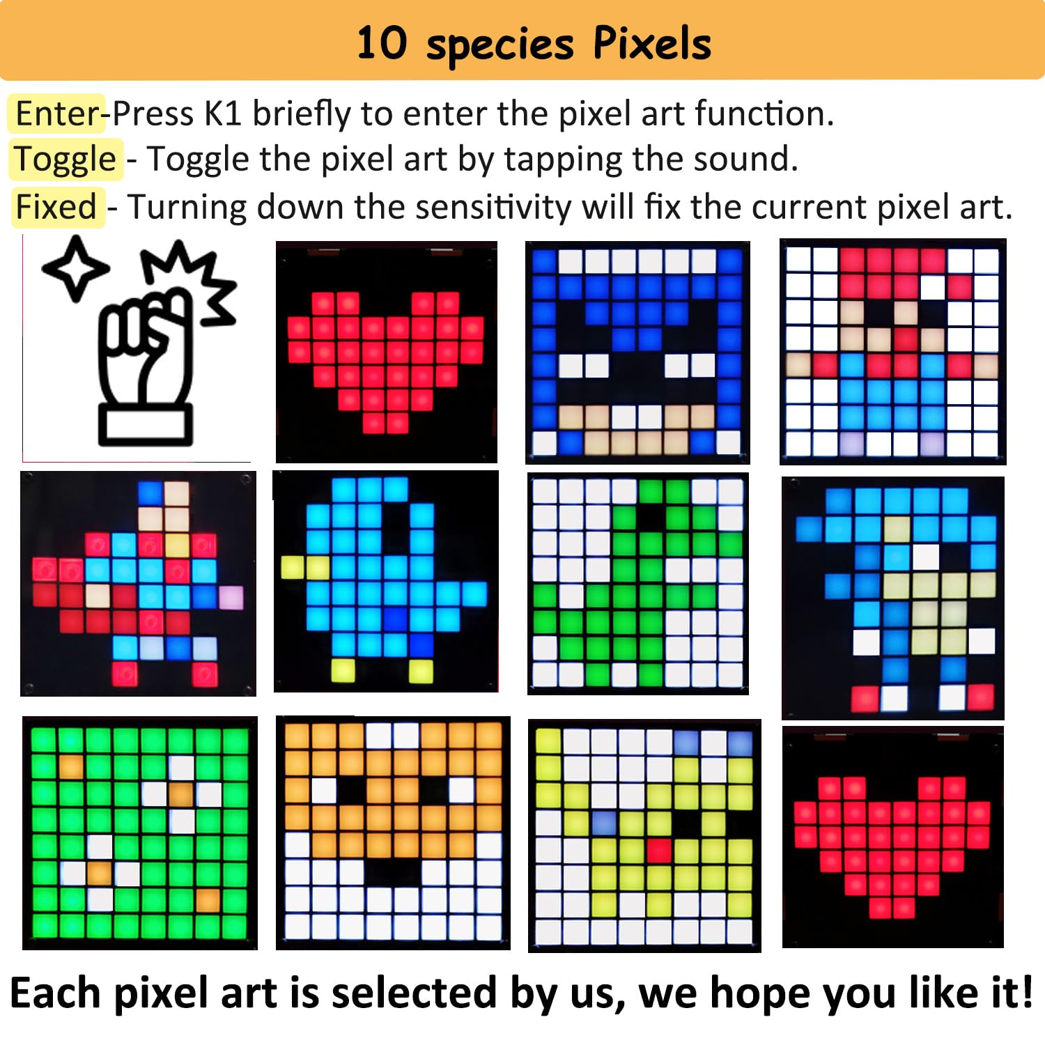 VIGURTIME DIY Music Spectrum Soldering Project Kit, Music Active Pickups with Cool Animation and Pixel Arts for Fun,8x8 RGB Display, Great STEAM Project Kit and Gift for Friends and Family