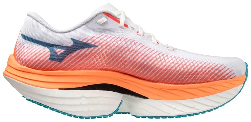 Mizuno Men's Wave Rebellion Pro Running Shoe, White/Silver, 8