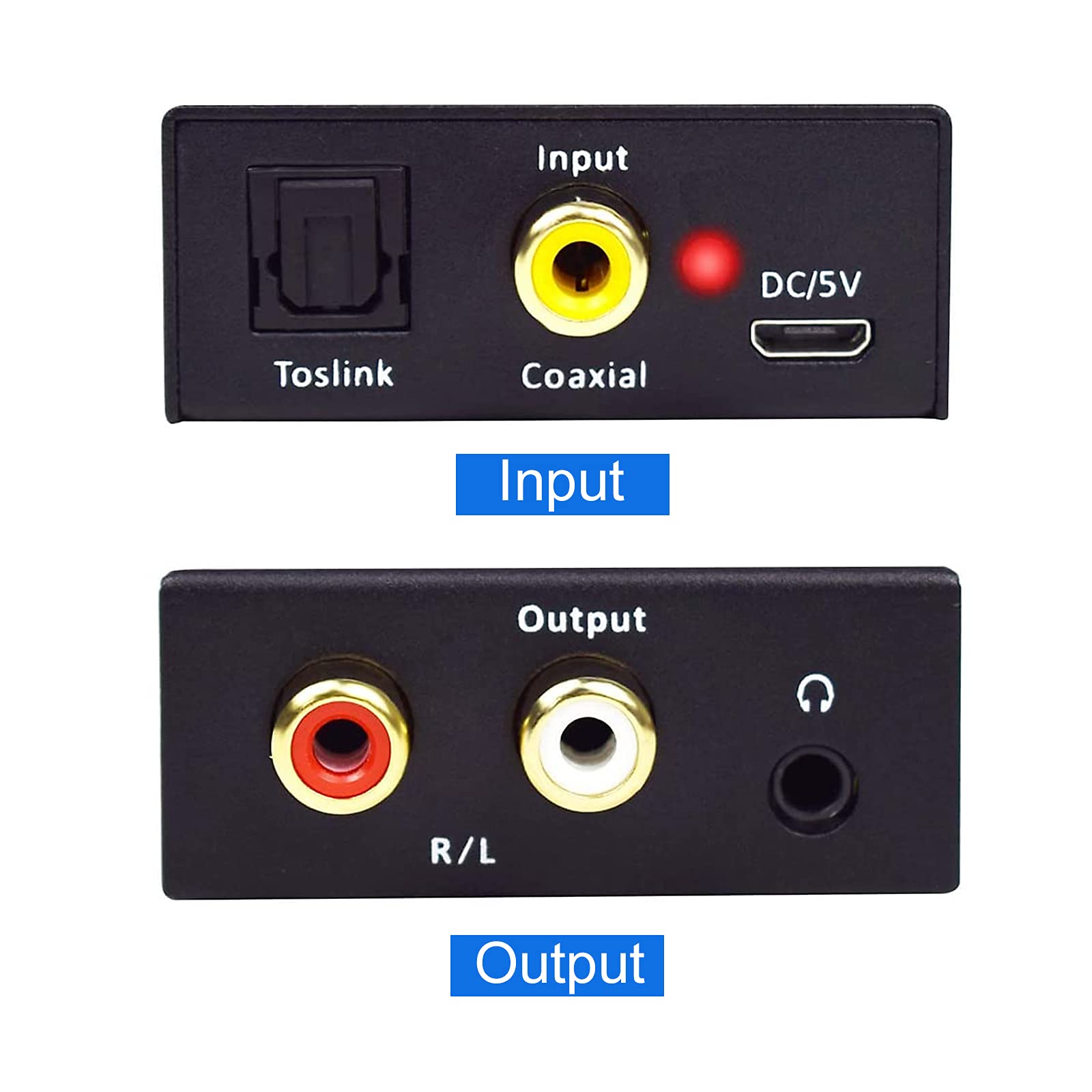 Musou 192kHz DAC Digital to Analog Converter Toslink Coaxial SPDIF Input to Analog RCA Stereo R/L Output Audio Adapter with 3.5mm Jack for PS3 Xbox HDDVD PS4 Home Cinema Systems