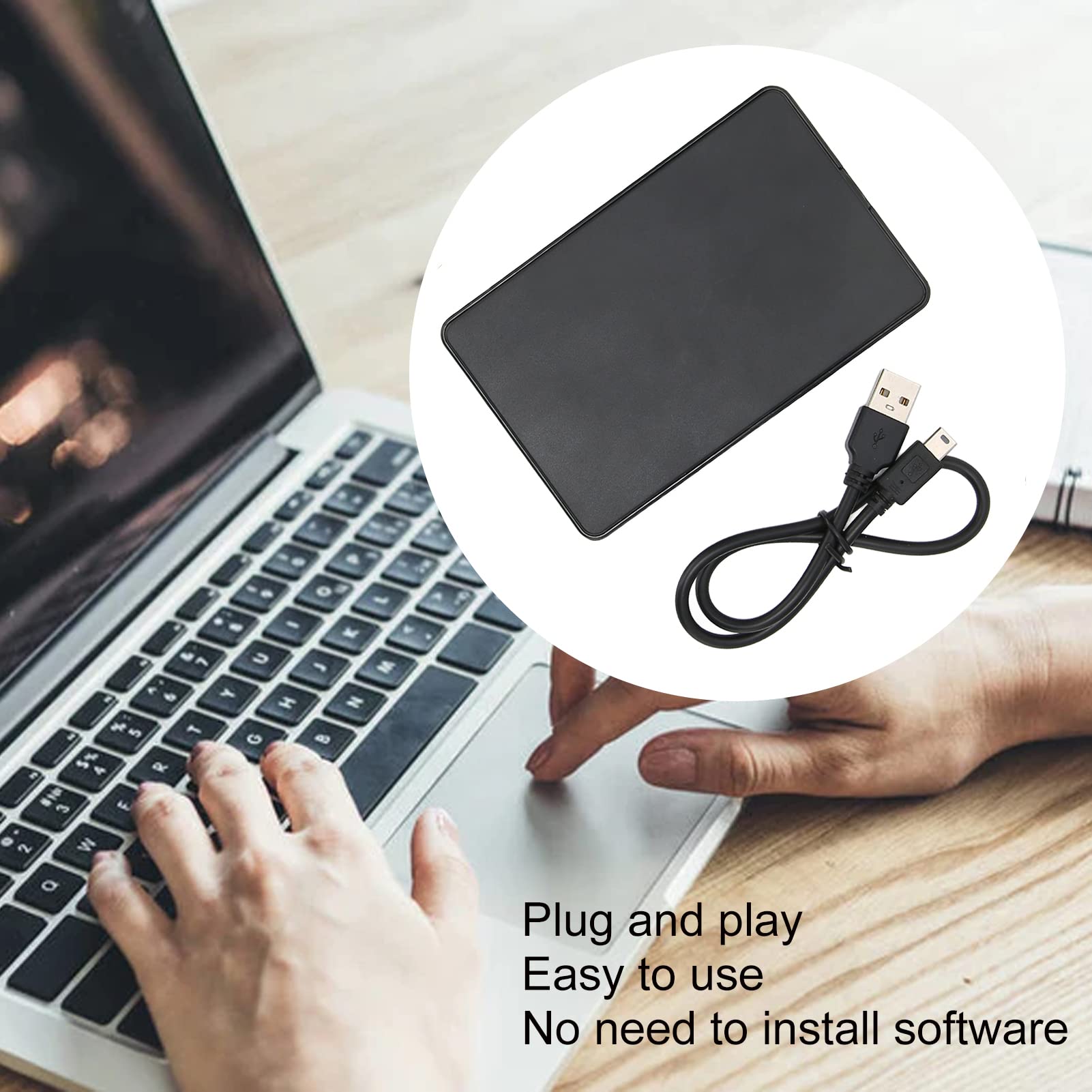 Yoidesu Storage Hard Disk, USB 2.0 2.5in Portable External Hard Drive Ultra Slim Hard Drive Portable High Speed Data Transfer External Hard Drive for Windows (500GB)