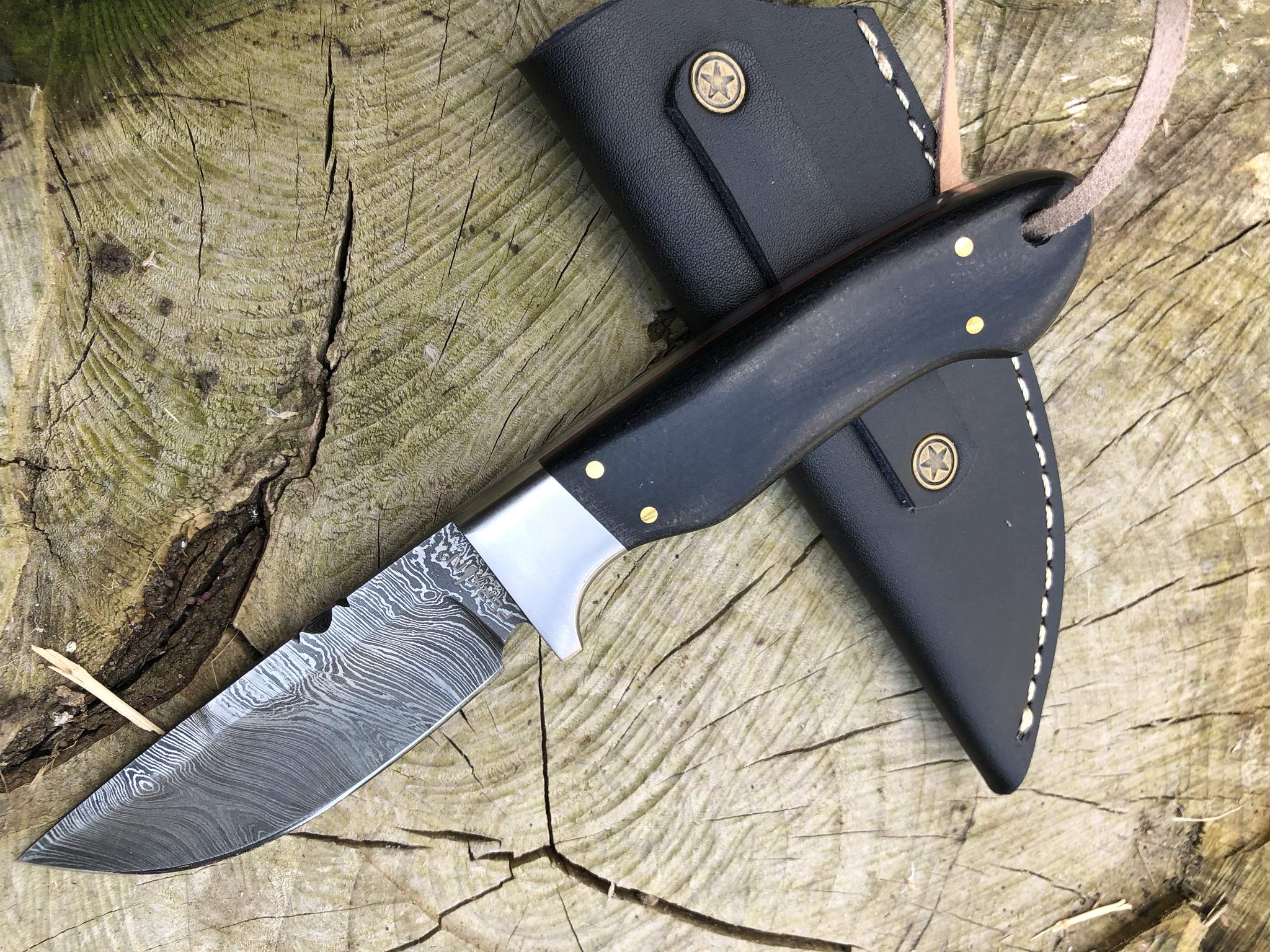 Perkin Damascus Steel Hunting Knife Bushcraft Camping Outdoor- SK1100