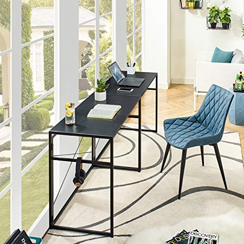 Mr IRONSTONE Computer Desk 55" Home Office Writing Desk, Modern Simple Study Desk, Laptop Table with Storage Bag, Cup Holder and Headphone Hook (Classic Vintage)