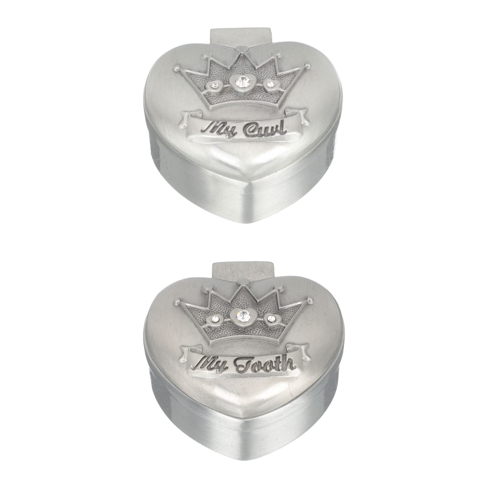 Zerodeko Silver Tooth Box First Curl and First Tooth Keepsake Box Alloy Teeth Collection Organizer Decorative Storage Box for Baby Shower Infant Toddler Silver 2pcs