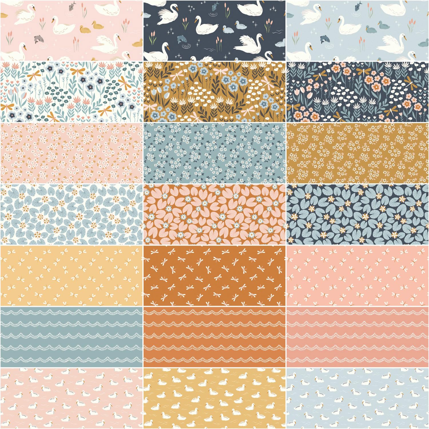 Little Forest Atelier Little Swan 5" Stacker 42 5-inch Squares Charm Pack Riley Blake 5-13740-42