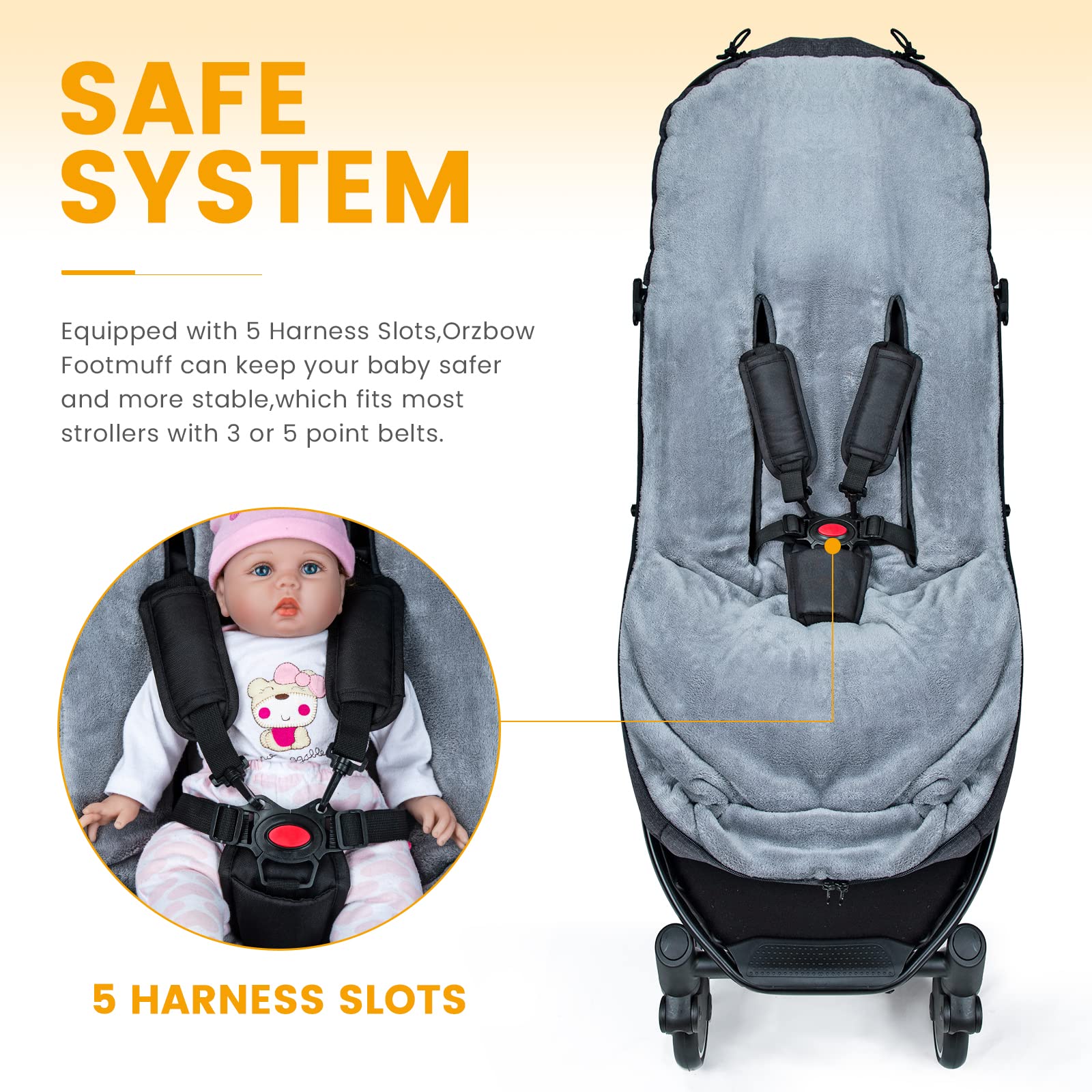 Winter Toddler Bunting Bag,Universal Stroller Footmuff with Storage Bag,Waterproof Baby Stroller Sleeping Bag,L-Shaped,Removable,Machine Washable,Side-Zip,Quick Care,Easy in & Out (Black)