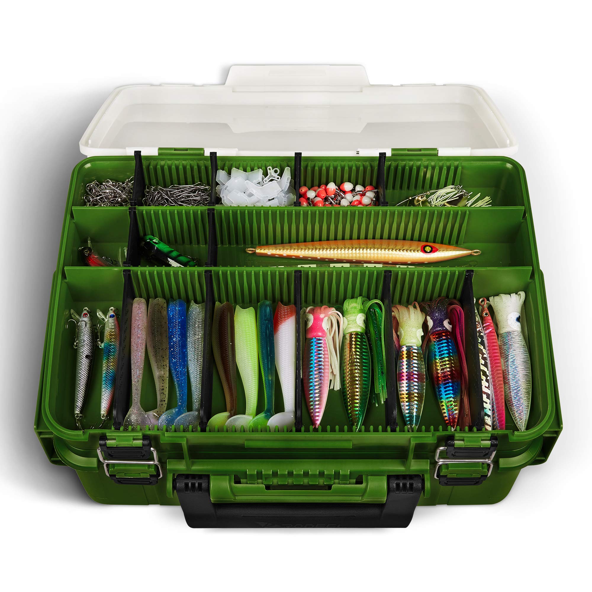 Rodeel Specialist Tackle System, Fishing Tackle Box for Storage and Organization of Fishing Accessories and Tools with Adjustable Compartments,size 15.2 x10.4x 7.5inch