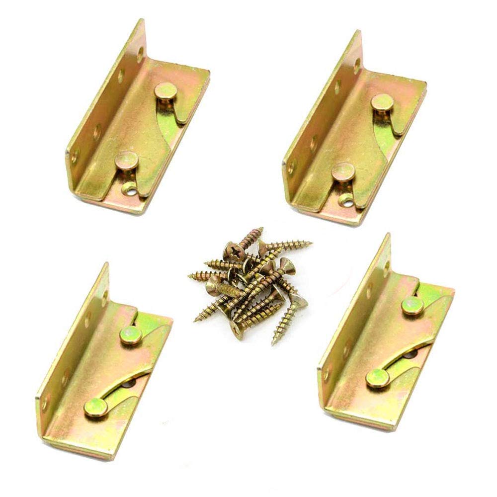 Socell 4 Sets Bed Rail Brackets Heavy Duty No-Mortise Bed Rail Fittings Wooden Bed Frame Connectors with Screws for Headboards Footboards Hold 500 pounds Maximum