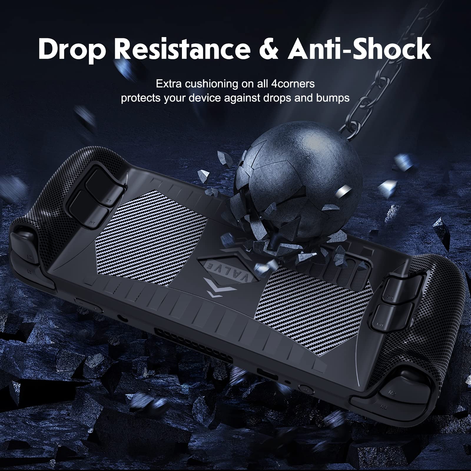 SENQAO Protective Case TPU Cover Case Compatible with Steam Deck, Shock-Absorption, Non-Slip Anti-Scratch Design Cover Protector, Individuality Textured Accessories
