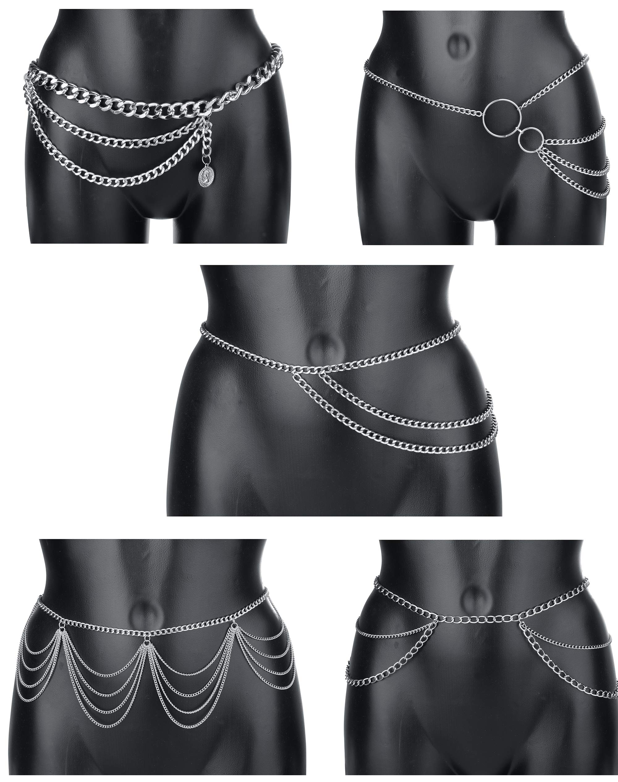 ORAZIO Silver Tone Chain Belts for Women Waist Chains Summer Beach Hip Belly Body Chains Jewelry