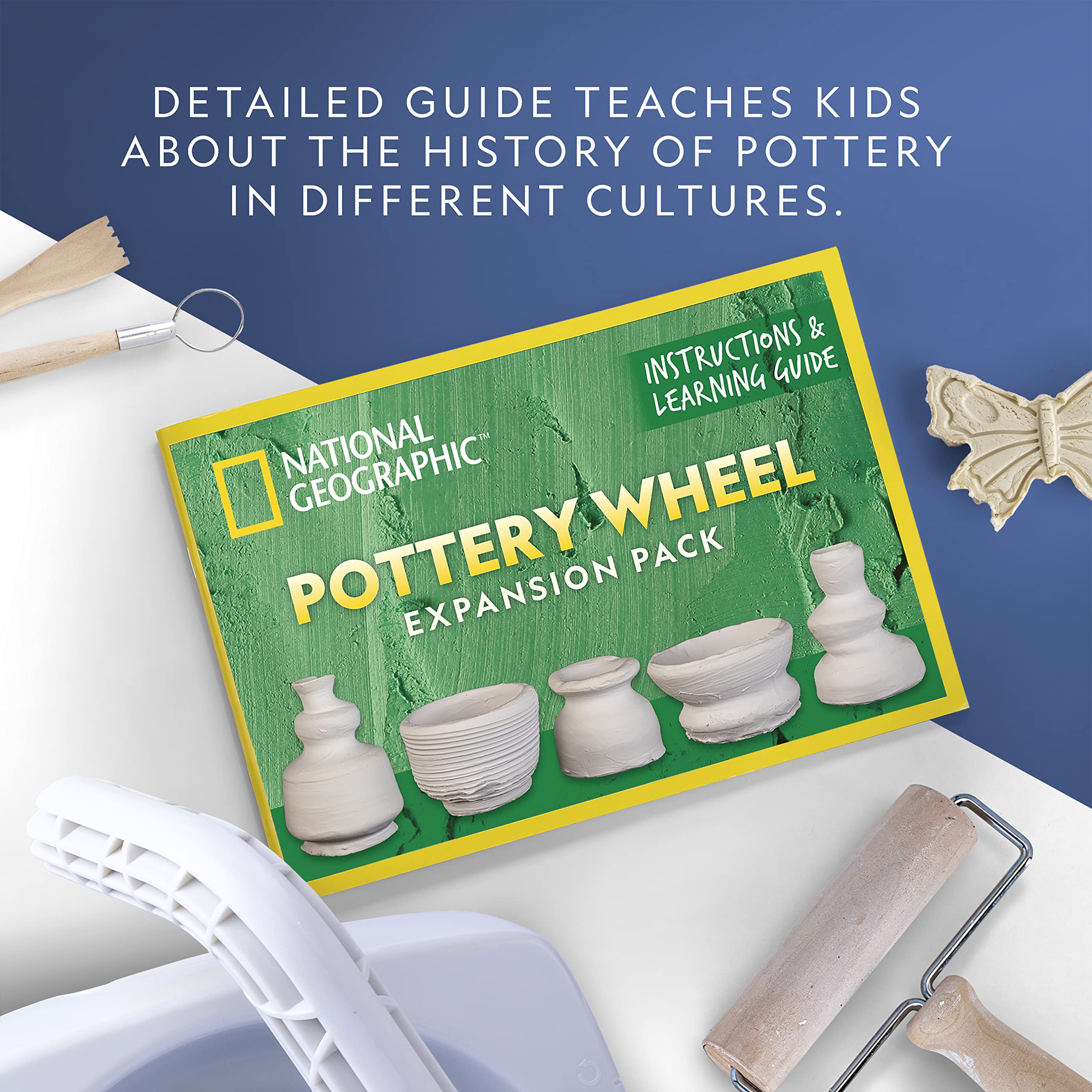 National Geographic Pottery Wheel Refill Kit - Air Dry Clay, Tools & Accessories for Kids