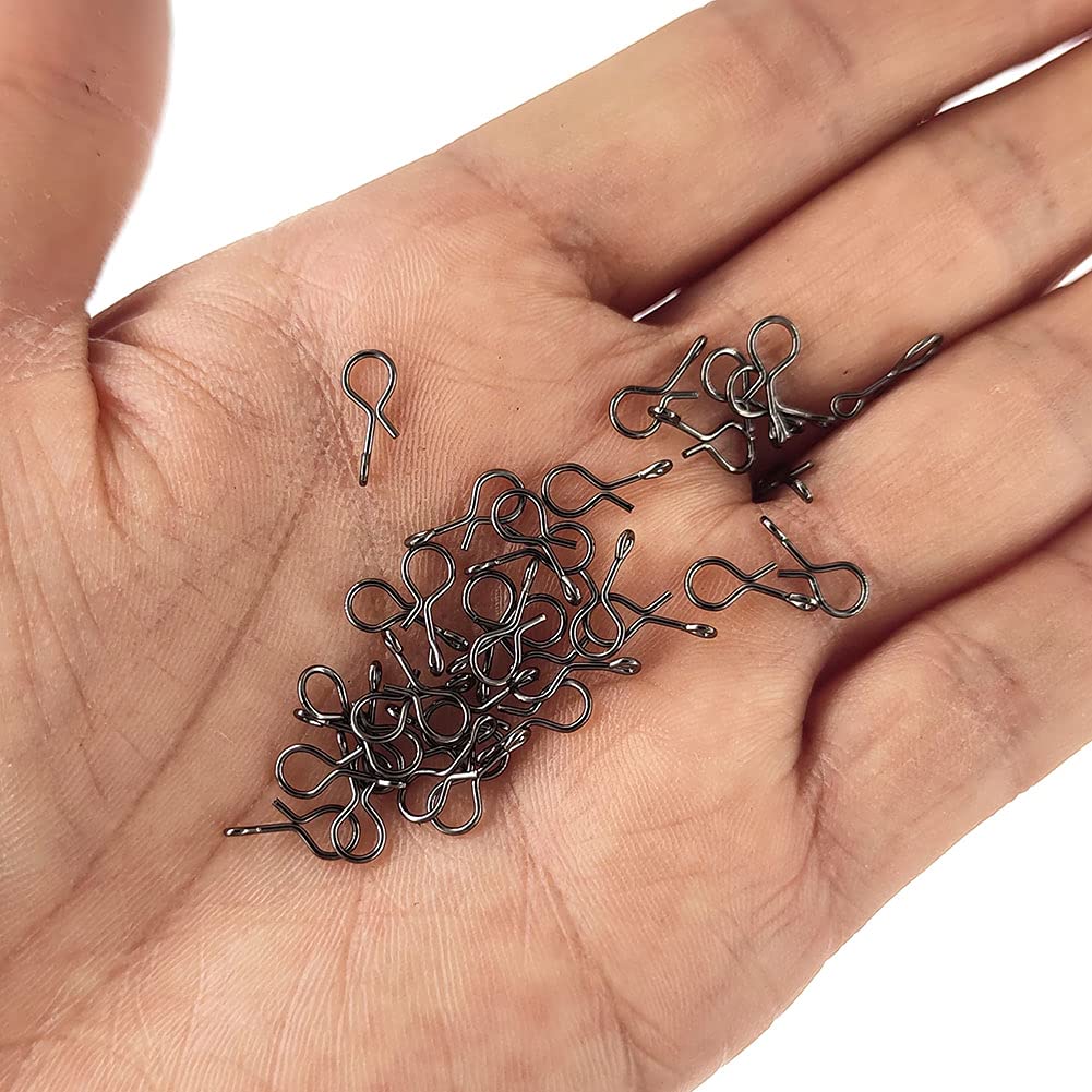 No-Knot Fast Snaps Fly Fishing Snap No Knot Snaps Quick Change Connect snap for Flies Hook & Lures Black Color Pack of 100 (L)