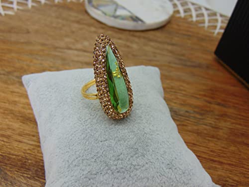 theserro Adjustable 18k Gold Plated Color Change Mood Ring, Pear Shape Diamond Style Pear Stone Women Rings Gift for Her