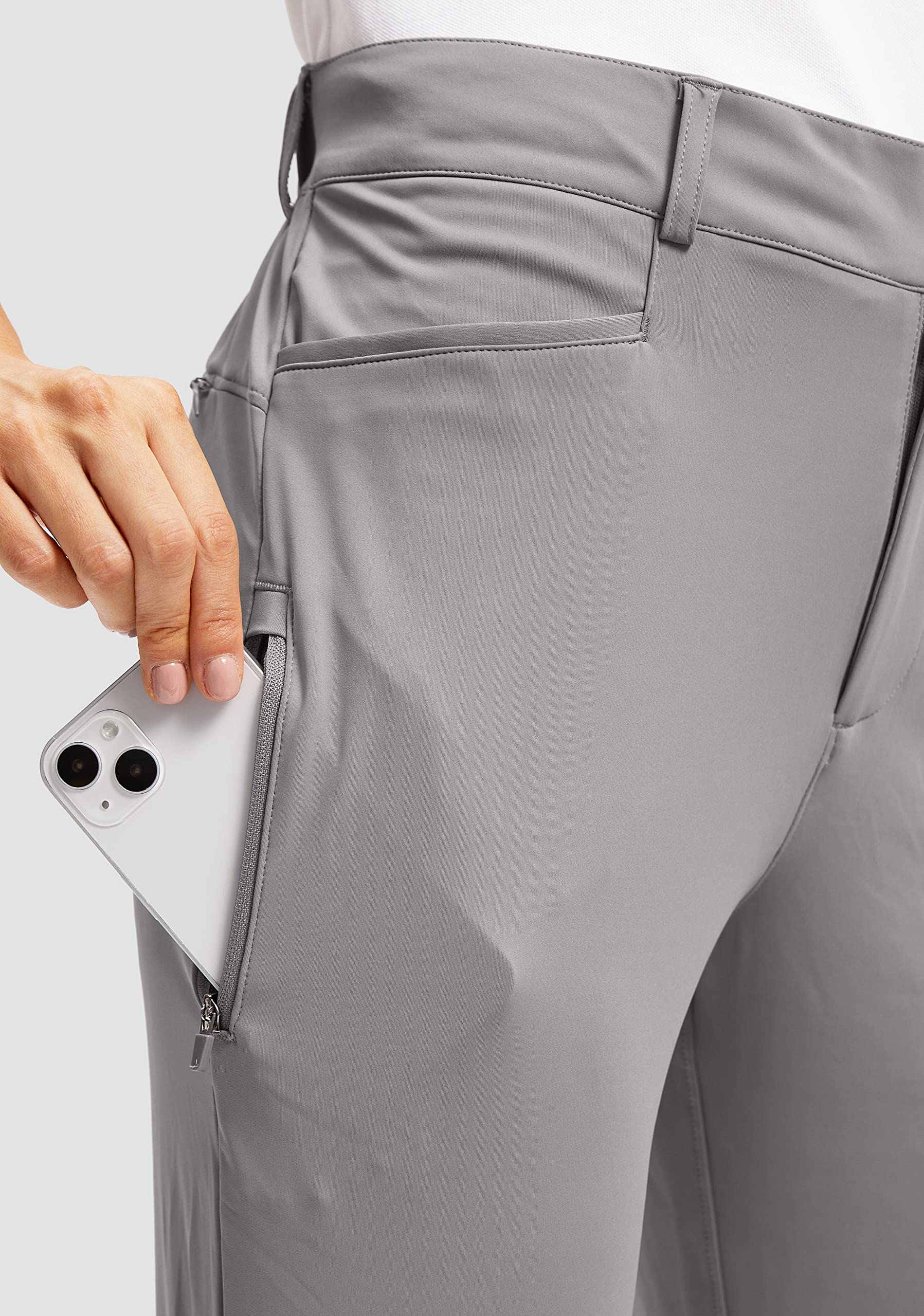 Women's Golf Pants with Zipper Pockets 7/8 Stretch Sweatpants Casual Athletic Work Ankle Pants for Women(Grey_camo,L)