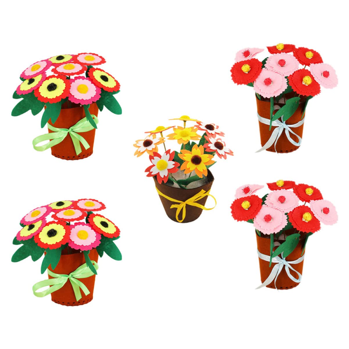 Veemoon DIY Flower Craft Kit 10 Sets Handmade Potting Material Flowers Puzzle Child Non-woven Fabric Handicraft Materials