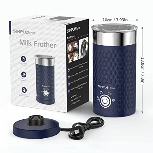 SIMPLETASTE Milk Frother, 4-in-1 Electric Milk Steamer, Automatic Warm and Cold Foam Maker and Milk Warmer for Latte, Cappuccinos, Macchiato