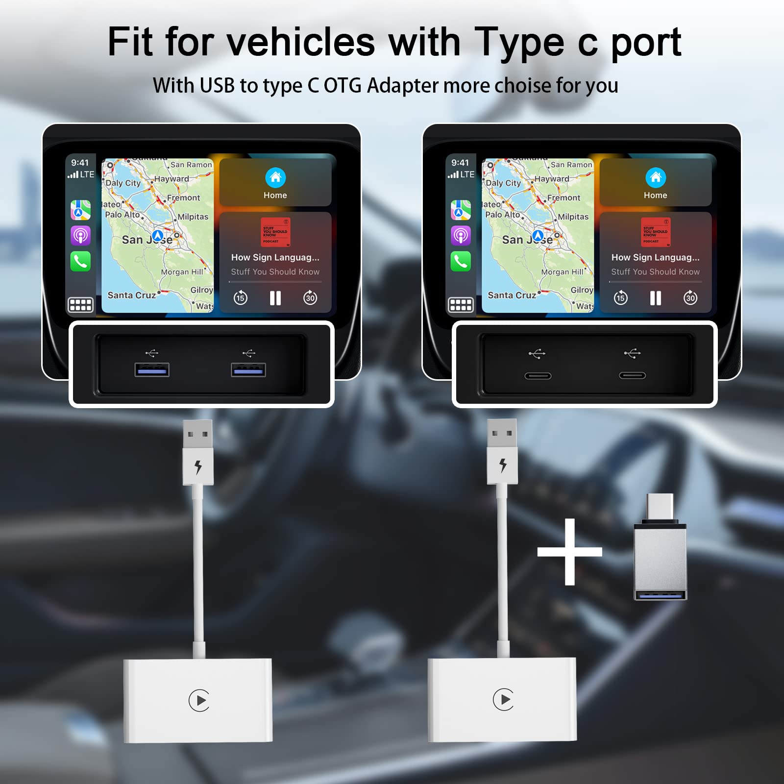 Wireless CarPlay Adapter Compatible with iPhone, iOS, Apple, Siri – Car Play Wireless Adapter WiFi Adapter for Music, Video Content, App Control, Online Map, 5G