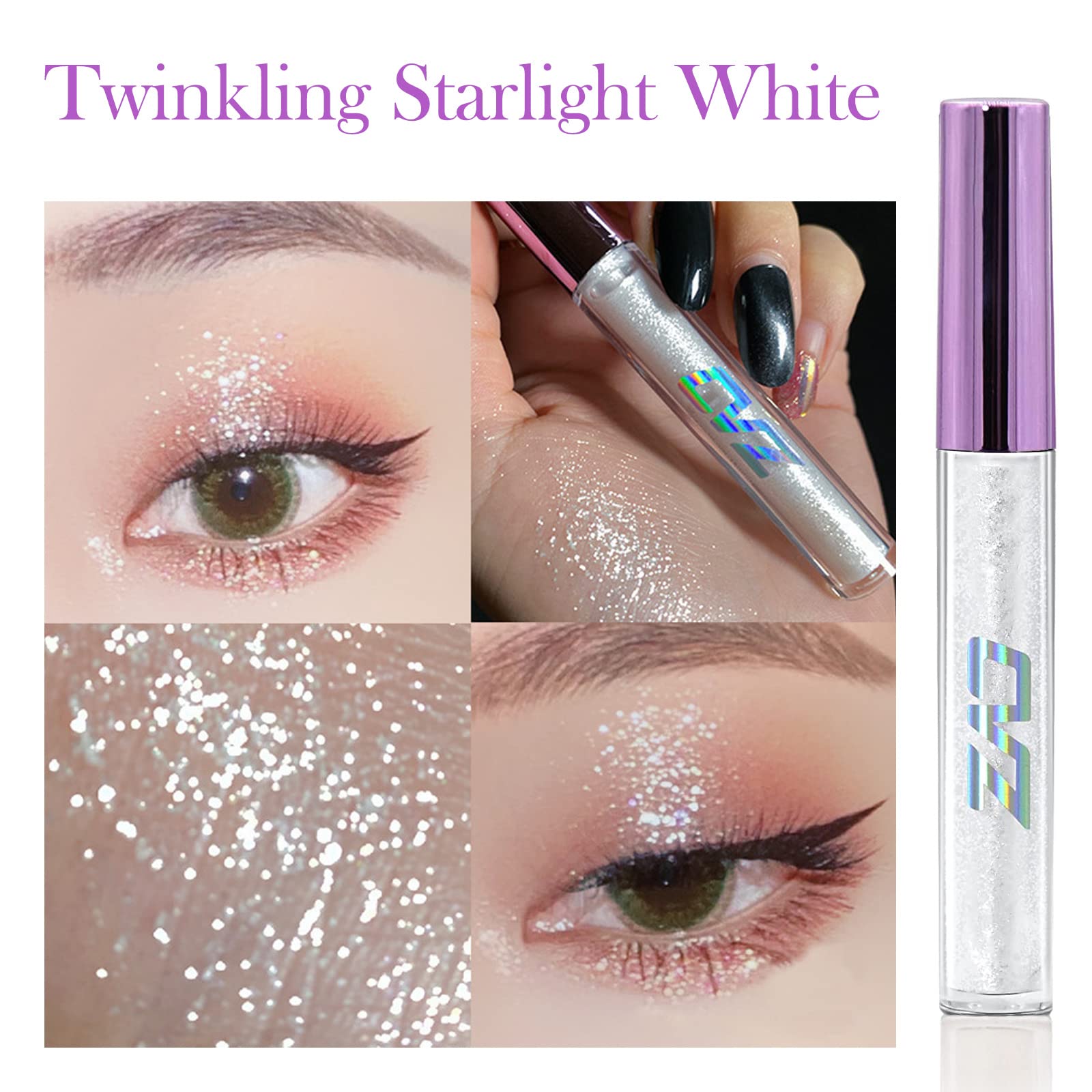 Moakxer 3 Colors Liquid Glitter Eyeshadow,Korean Makeup Eye Shadow Bling,Korean Eye Glitter,Long Lasting Waterproof Sparkling