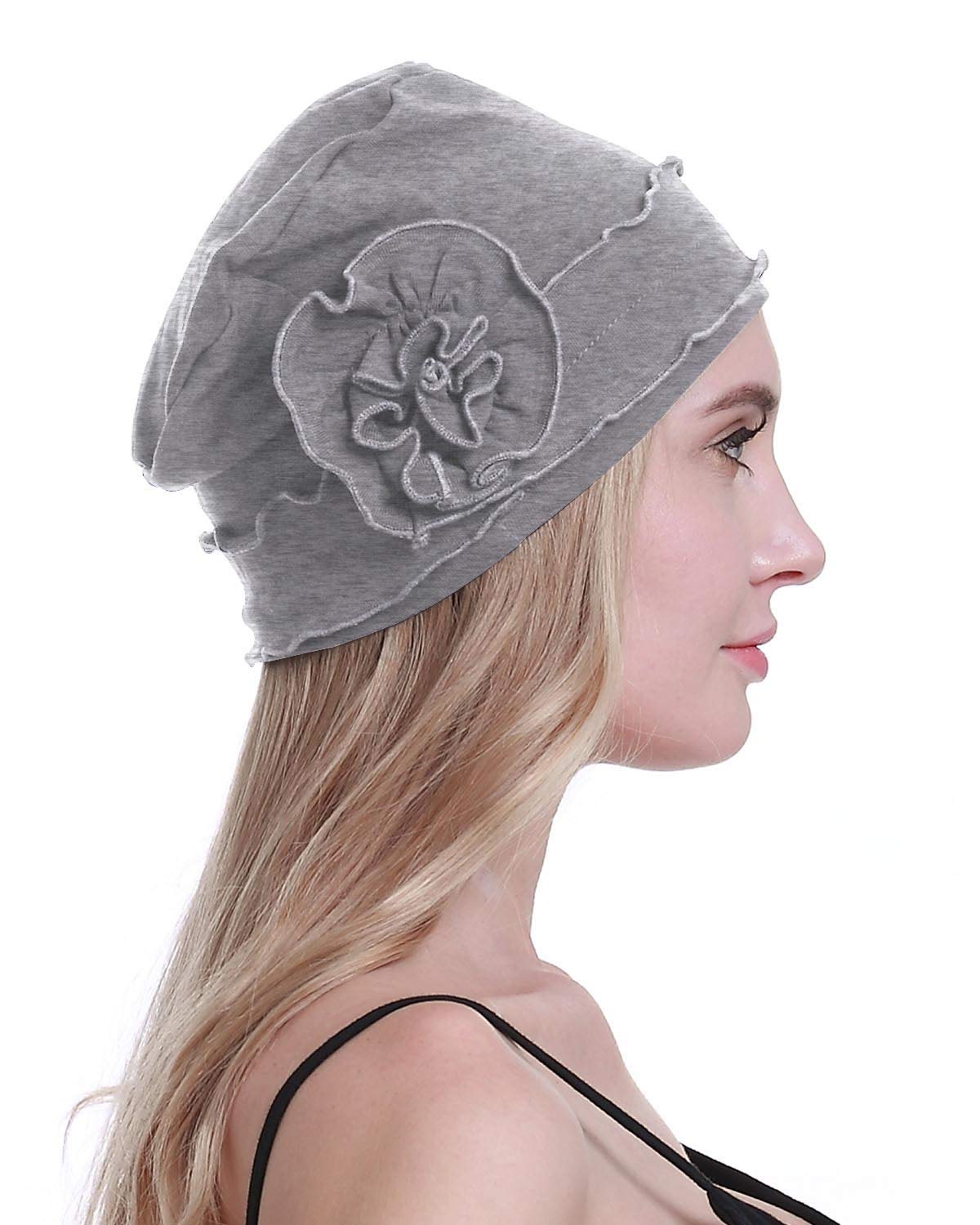 osvyo Chemo Headwear Turban Cap for Women - Cancer Beanie Hair Loss Sealed Packaging Light Grey