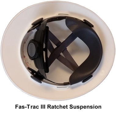 MSA V Full Brim Hard Hats w/FasTrac III Suspensions with Handy Tote Bag - White