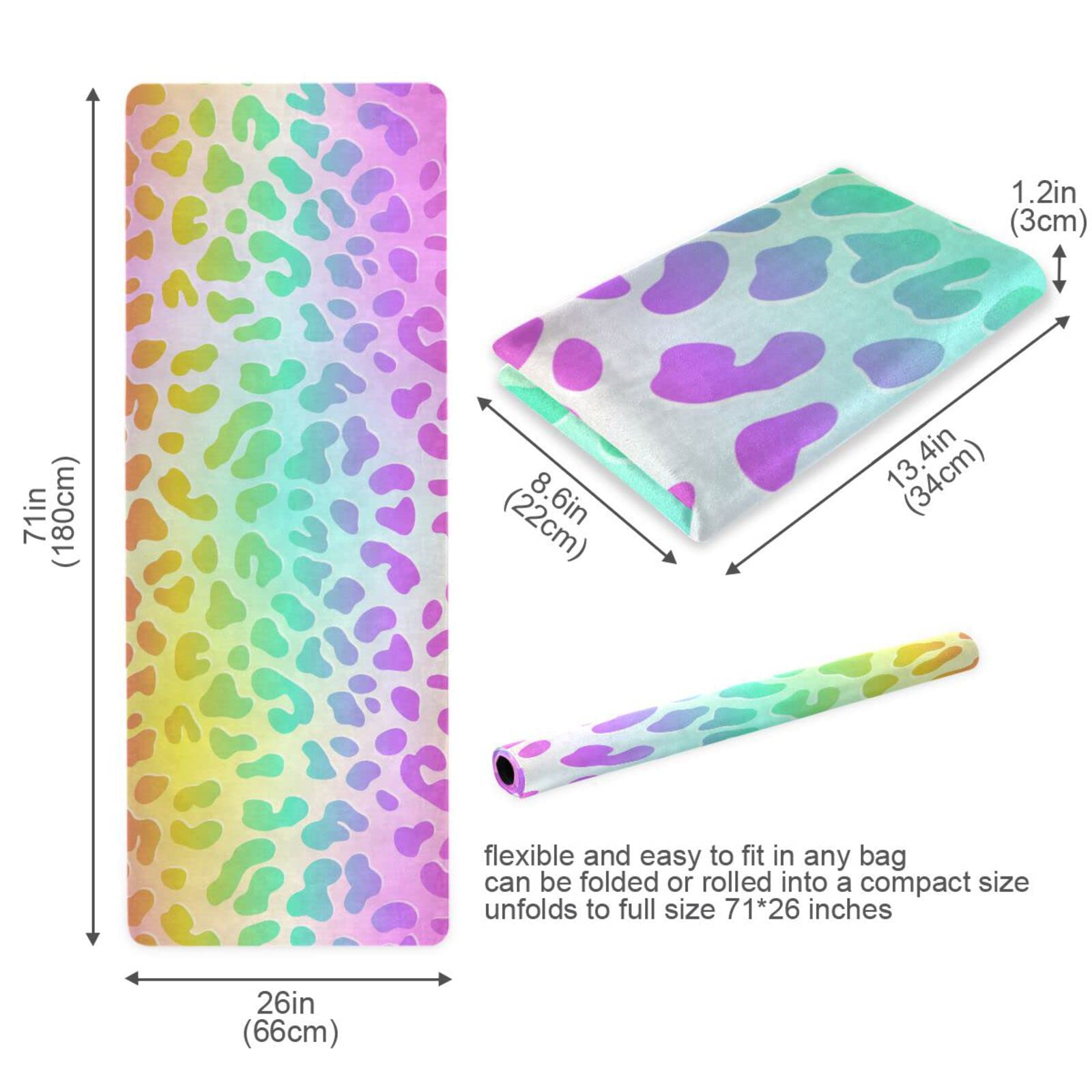 senya Rainbow Leopard Print Cheetah(c2) Yoga Mat Cover, Non Slip Exercise Mat Cover High Performance Grip, Coming with Carry Bag(228vb9a)