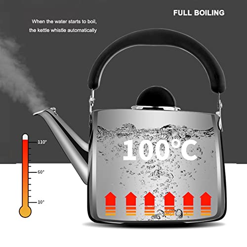 MMSEKT Camping Kettle Thickened whistle kettle stainless steel fast heating kettle household teapot