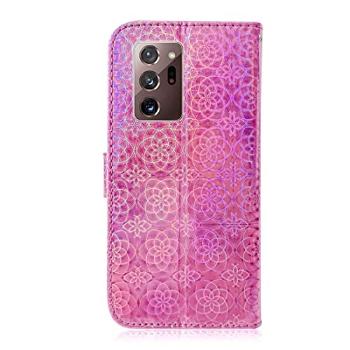 Mobile Phone Case Bag for Samsung Galaxy Note20 Ultra Solid Color Colorful Magnetic Buckle Horizontal Flip PU Leather Case with Holder & Card Slots & Wallet & Lanyard Back Cover Case (Color : Pink)