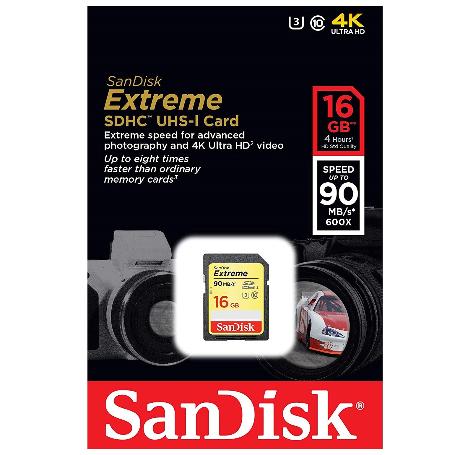 SanDisk Extreme 16 GB SD Card (10 Pack) Speed Class 10 UHS-1 U3 C10 4K HD16G SDHC Memory Cards for Compatible Digital Camera, Computer, Trail Cameras