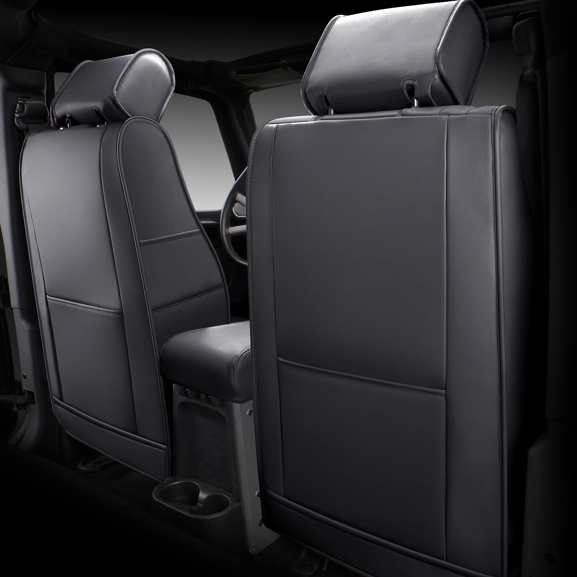 NS YOLO 2007-2017 Wrangler JK Custom Leather Seat Covers (2007-2010 Wrangler 4-Door, Black)