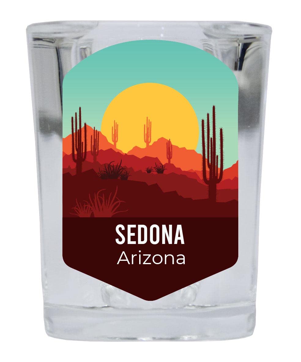 Sedona Arizona Souvenir 2 Ounce Square Shot Glass Desert Design