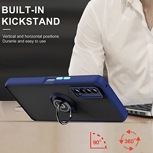 Lokyoo Shockproof Case for TCL Stylus 5G 2022, with 2 Pack Tempered Glass Screen Protector, Military Grade Phone Cover with Support Magnetic Car Holder Metal kicktand for TCL Stylus 5G-Blue