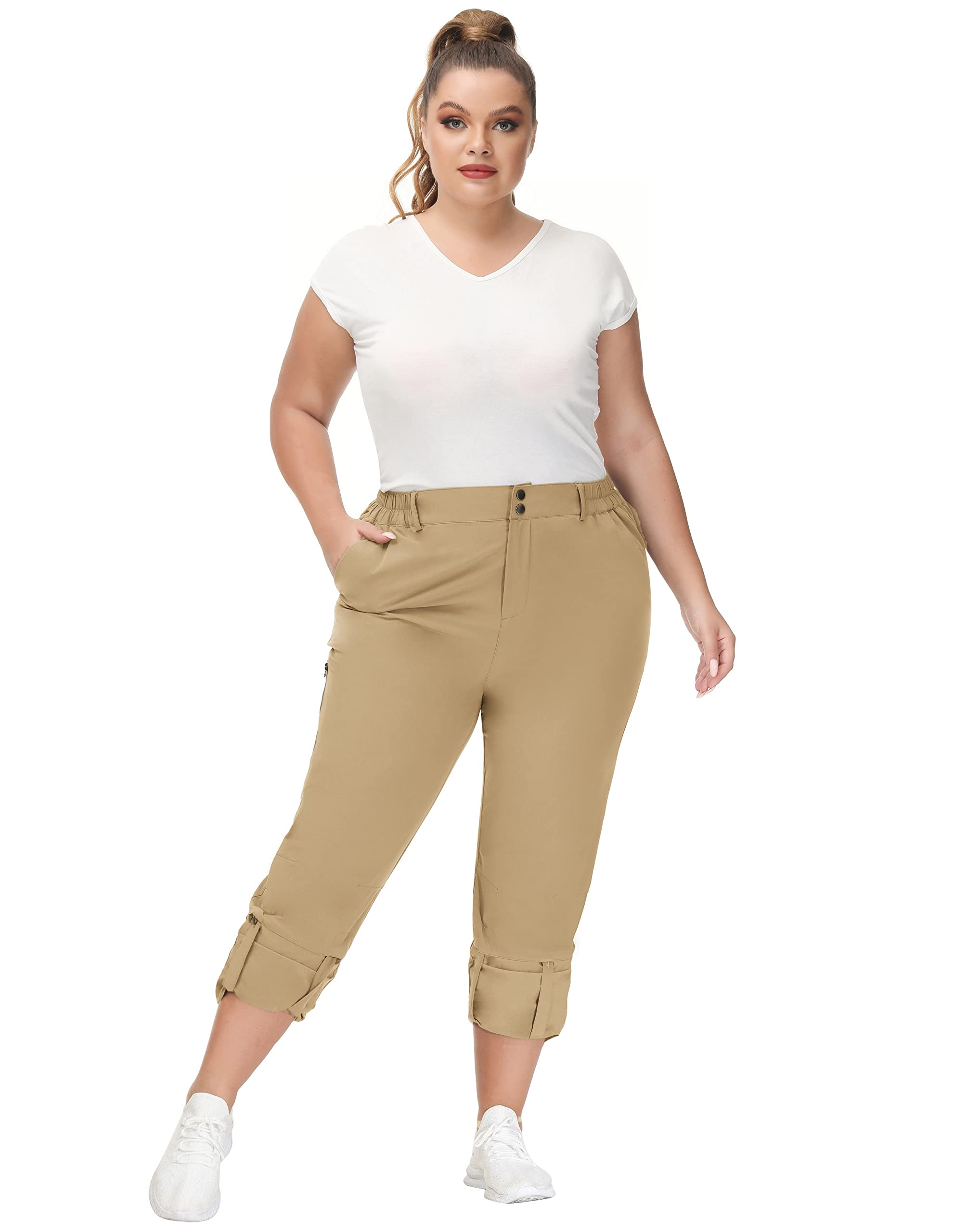 Women's Hiking Cargo Pants with Pockets for Women Golf Travel Climbing Pants khaki 5X
