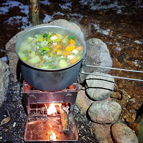 SILVERANT Titanium Ultralight 2-Piece Pot Pan Camping Cookware Mess Kit Set with Collapsable Folding Handles & Lid for Camping, Backpacking, & Hiking with Mesh Drawstring Bag